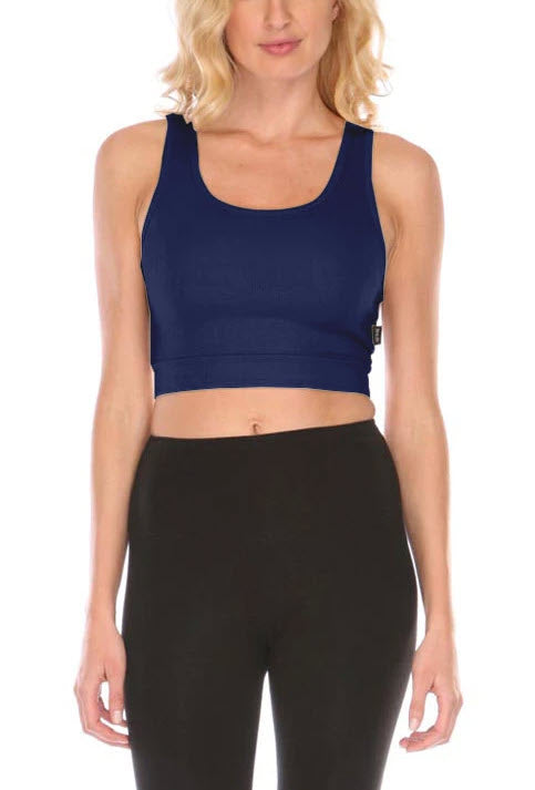 PJ Harlow Bra:30 Sporty Racer Navy Wireless Bralette Bra – The Bra Genie